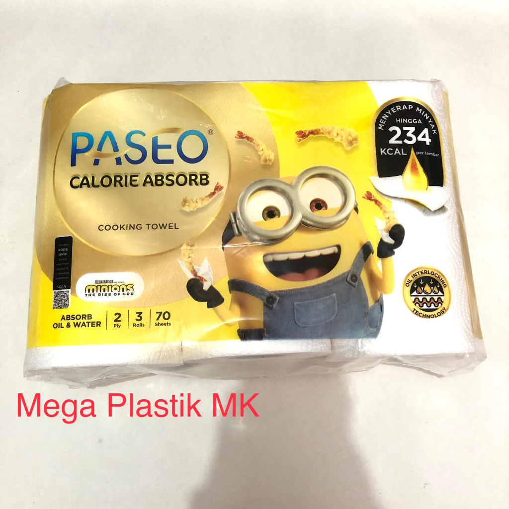 Jual Tissu Paseo Roll Dapur Kitchen Cooking Towel isi 3 Roll Minion ...