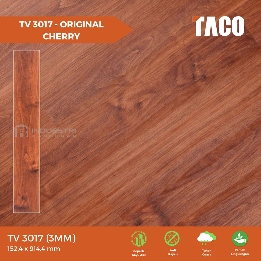 Jual TACO Lantai Vinyl 3mm TV 3017 Original Cherry / Lantai Motif Kayu ...