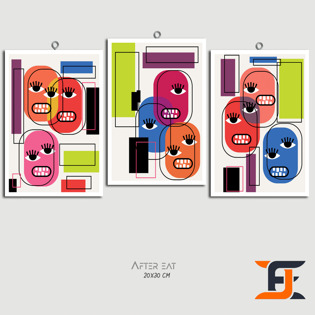 Jual hiasan dinding simple doodle art colorful walldecor nuansa abstrak ...