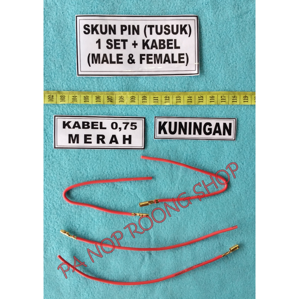 Jual SKUN PIN BULAT ( TUSUK ) 1 SET + KABEL ( MALE DAN FEMALE ) MERAH ...