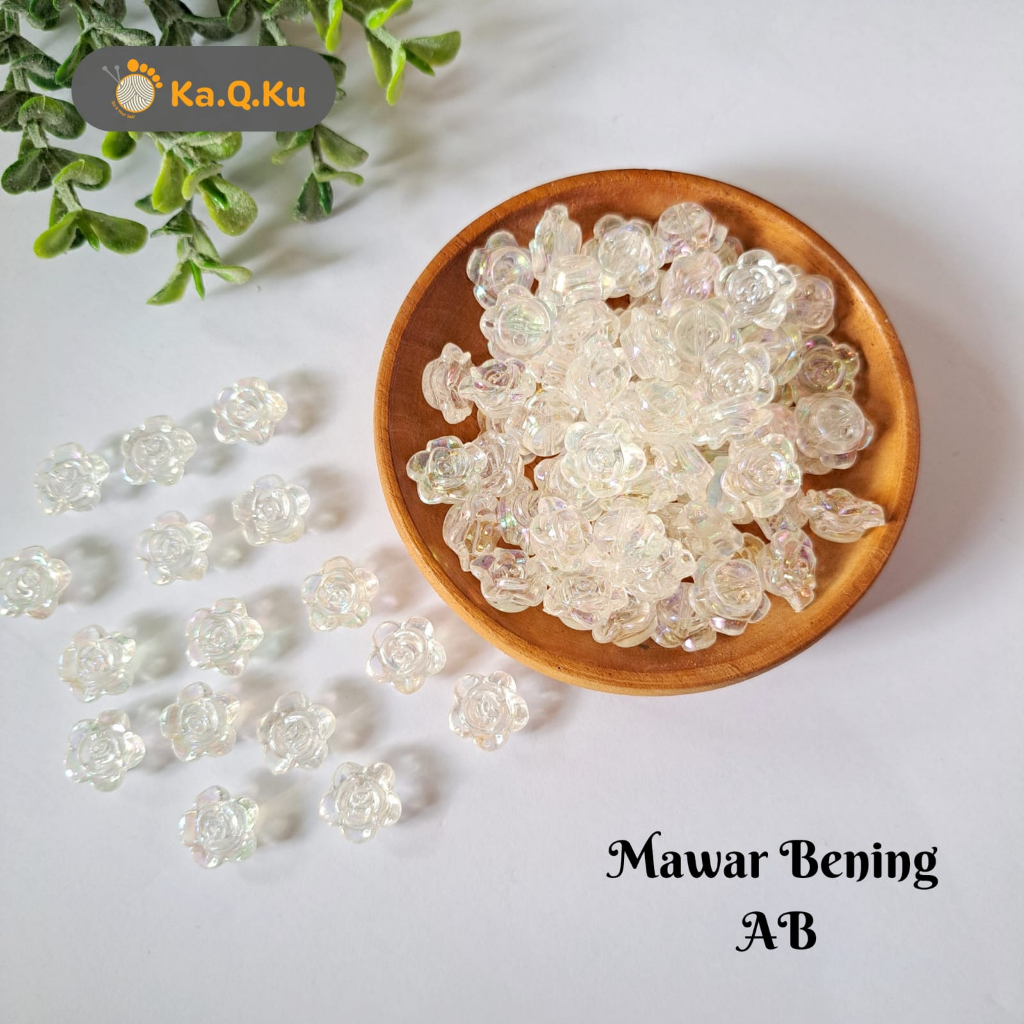 Jual 20 gram Mote Manik Bunga Akrilik Bening Transparan Bahan Gelang ...