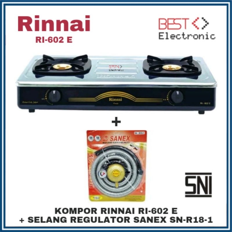 Jual Kompor Gas 2 Tungku Rinnai RI 602 E Kompor Stainless Rinnai 602E ...
