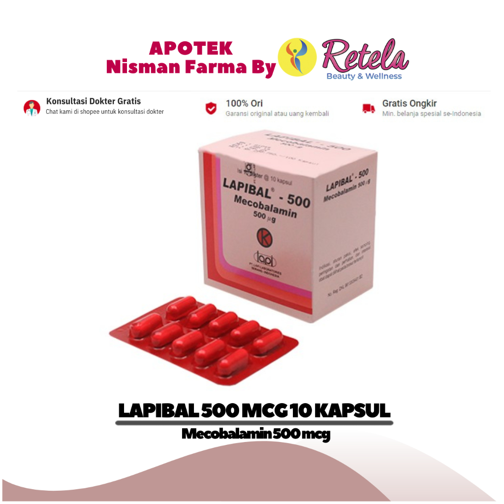 Jual LAPIBAL 500MCG 1 BLISTER 10 KAPSUL ( Mecobalamin 500 mcg ...