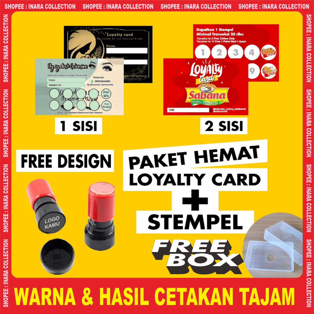 Jual KARTU MEMBER | LOYALTY CARD + STEMPEL GRATIS BOX | Shopee Indonesia