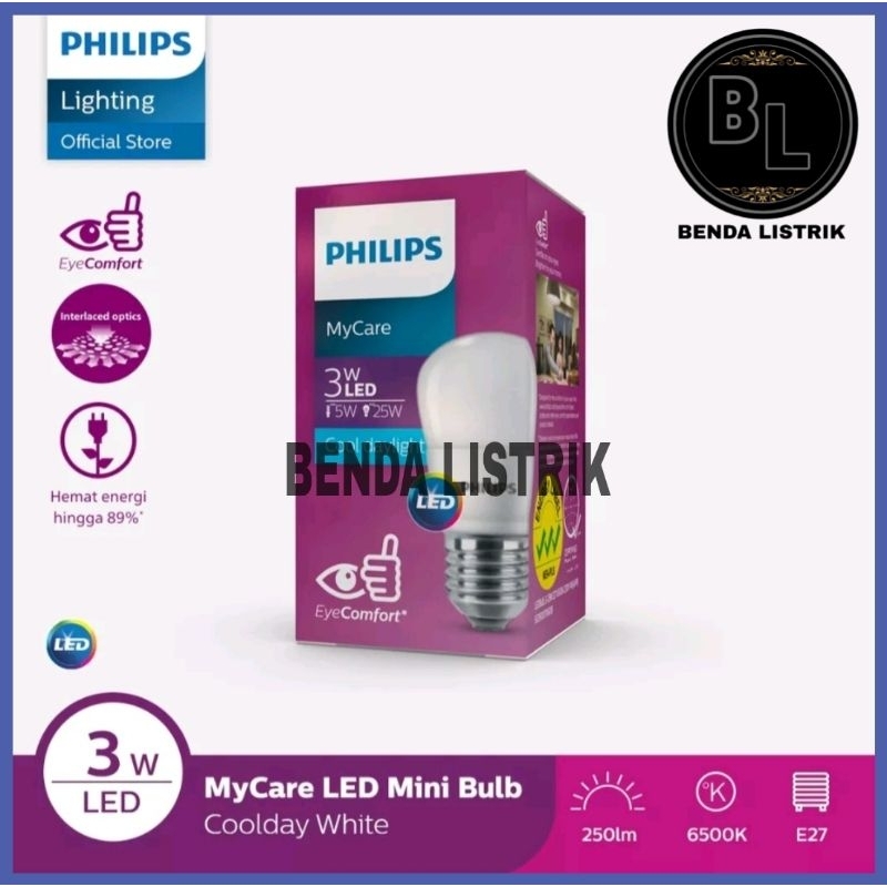 Jual Philips MyCare LEDBulb 3W E27 6500K 230V Putih | Shopee Indonesia