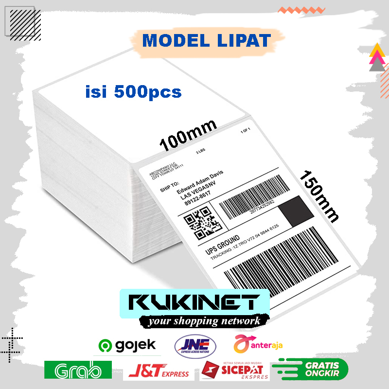 Jual Kertas Label Printer Barcode Alamat 150mm x 100mm A6 / Sticker Direct Thermal Print AWB 150 ...