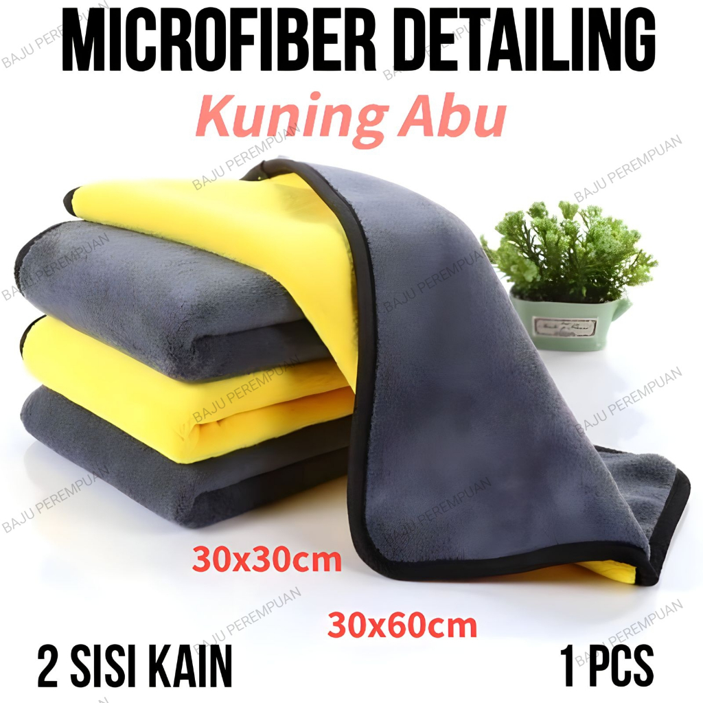 Jual Kain Lap Microfiber Kuning Abu 500gsm 30x30cm 30x60cm Tebal ...