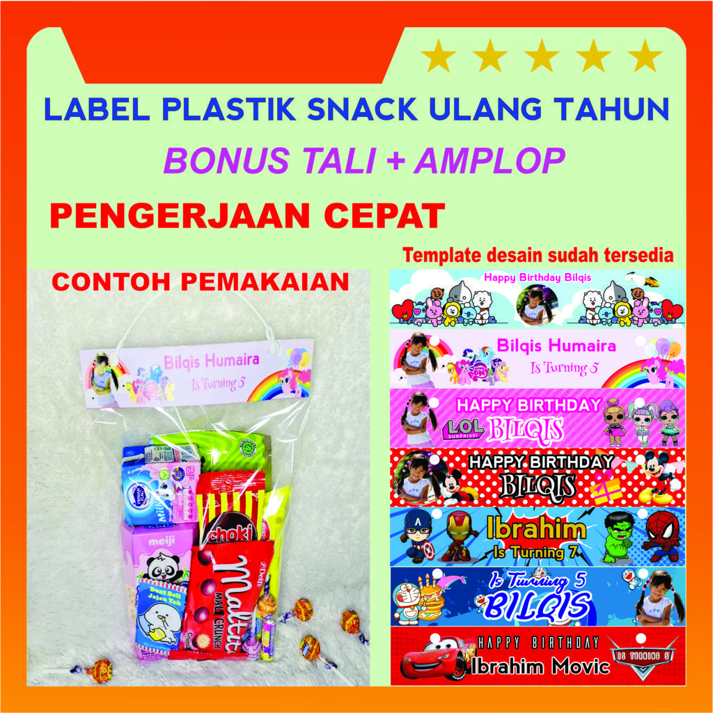 Jual LABEL TAS SNACK ULANG TAHUN BISA CUSTOM NAMA DAN FOTO | Shopee ...