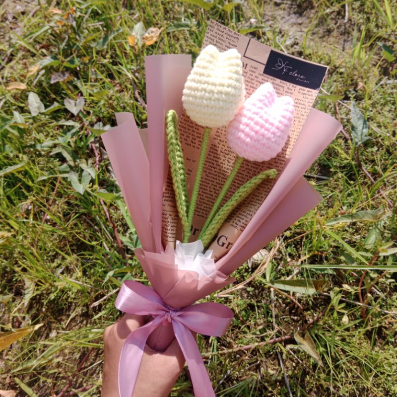 Jual (Tulip) Crochet Flower Bouquet - Buket Rajut | Kado/Souvenir ...