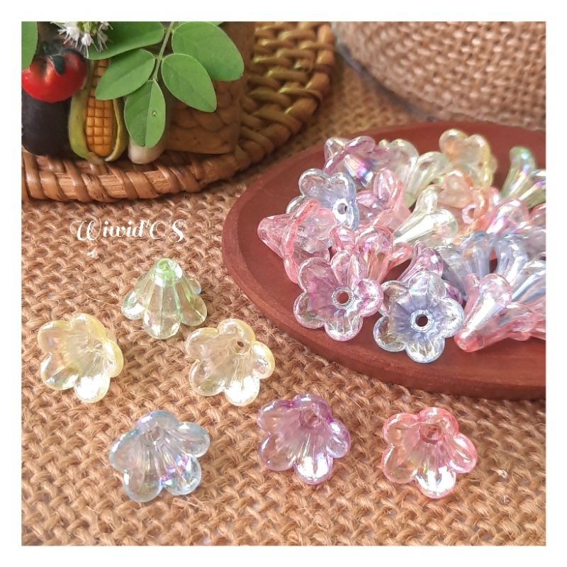 Jual (12 biji) MANIK BUNGA LONCENG BENING AB 12x14 mm | Shopee Indonesia