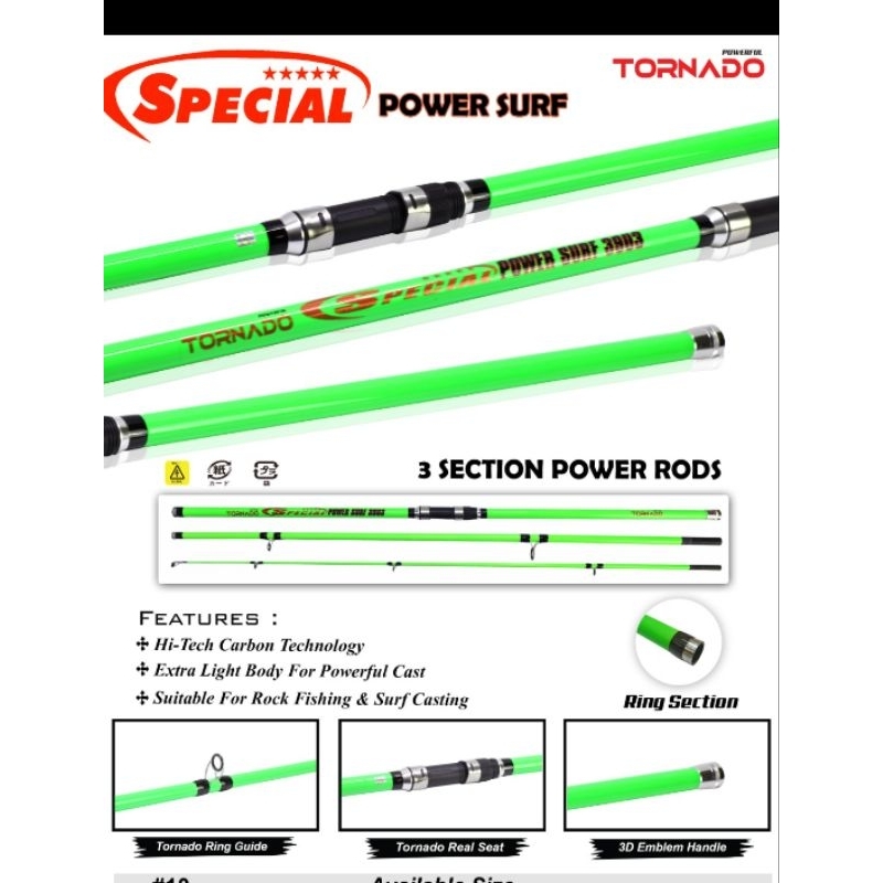 Jual joran tornado spesial power surf green 390 420 joran surf sambung ...