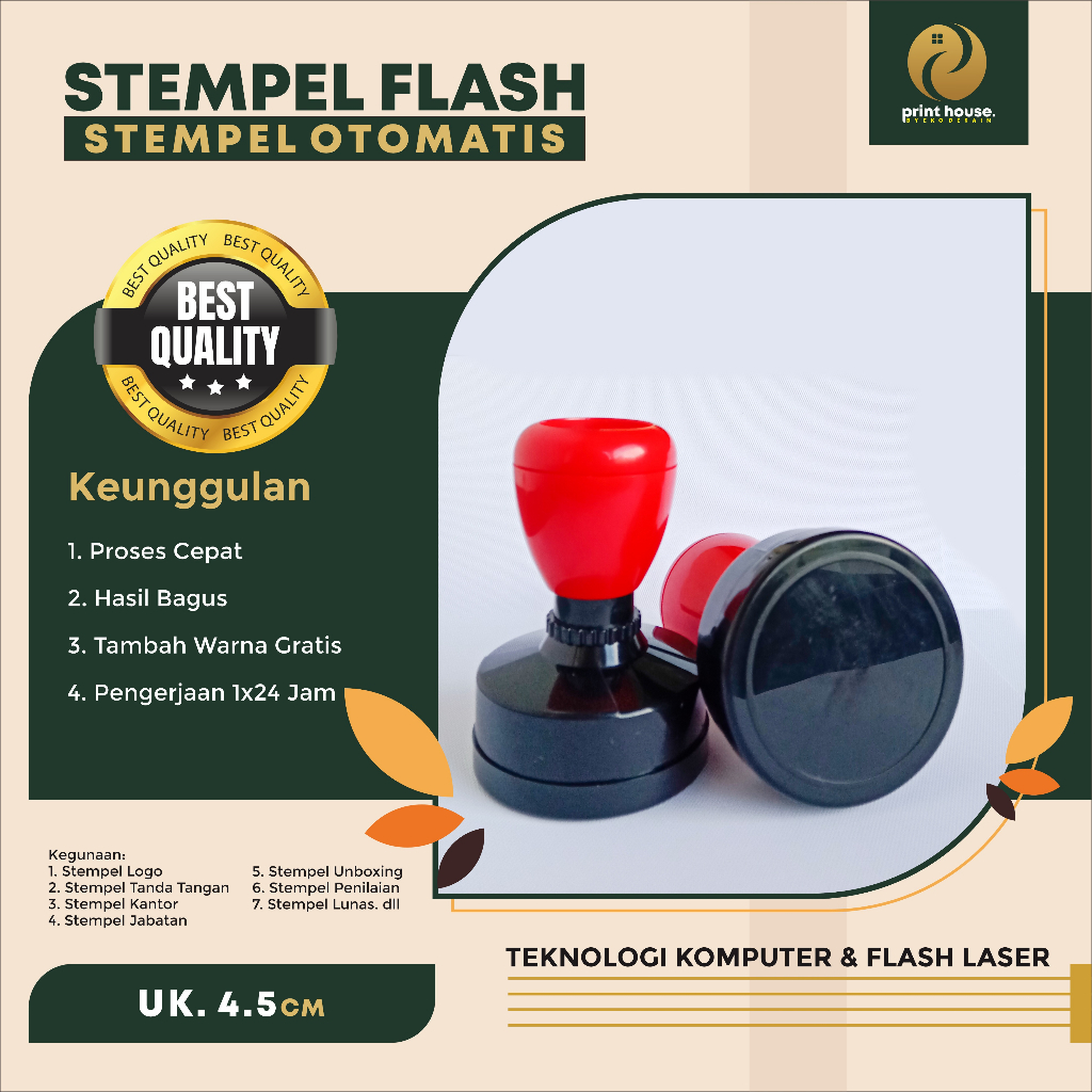 Jual STEMPEL FLASH BULAT UKURAN 4,5CM, STEMPEL OTOMATIS, STEMPEL CUSTOM, STEMPEL WARNA, STEMPEL ...