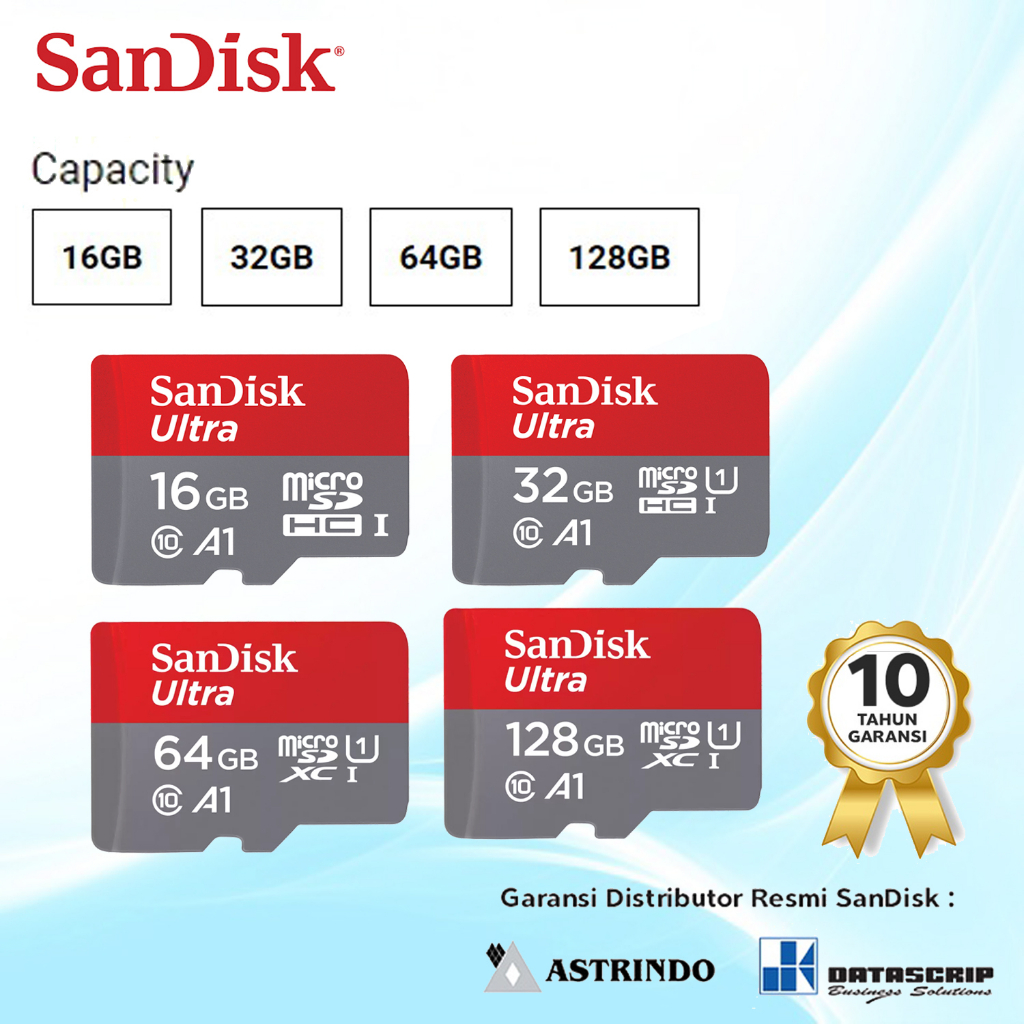 Jual Memory Card | Micro SD 16GB | 32 GB | 64GB | 128GB SanDisk Ultra A1 up to 140Mbps Class 10 ...