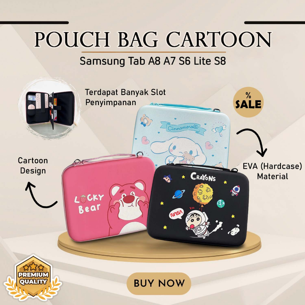 Jual Tas Pouch Bag Samsung Tab S9 A9+ A8 A7 S6 Lite S7 S8 S9 FE EVA Slingbag Cartoon Lotso ...