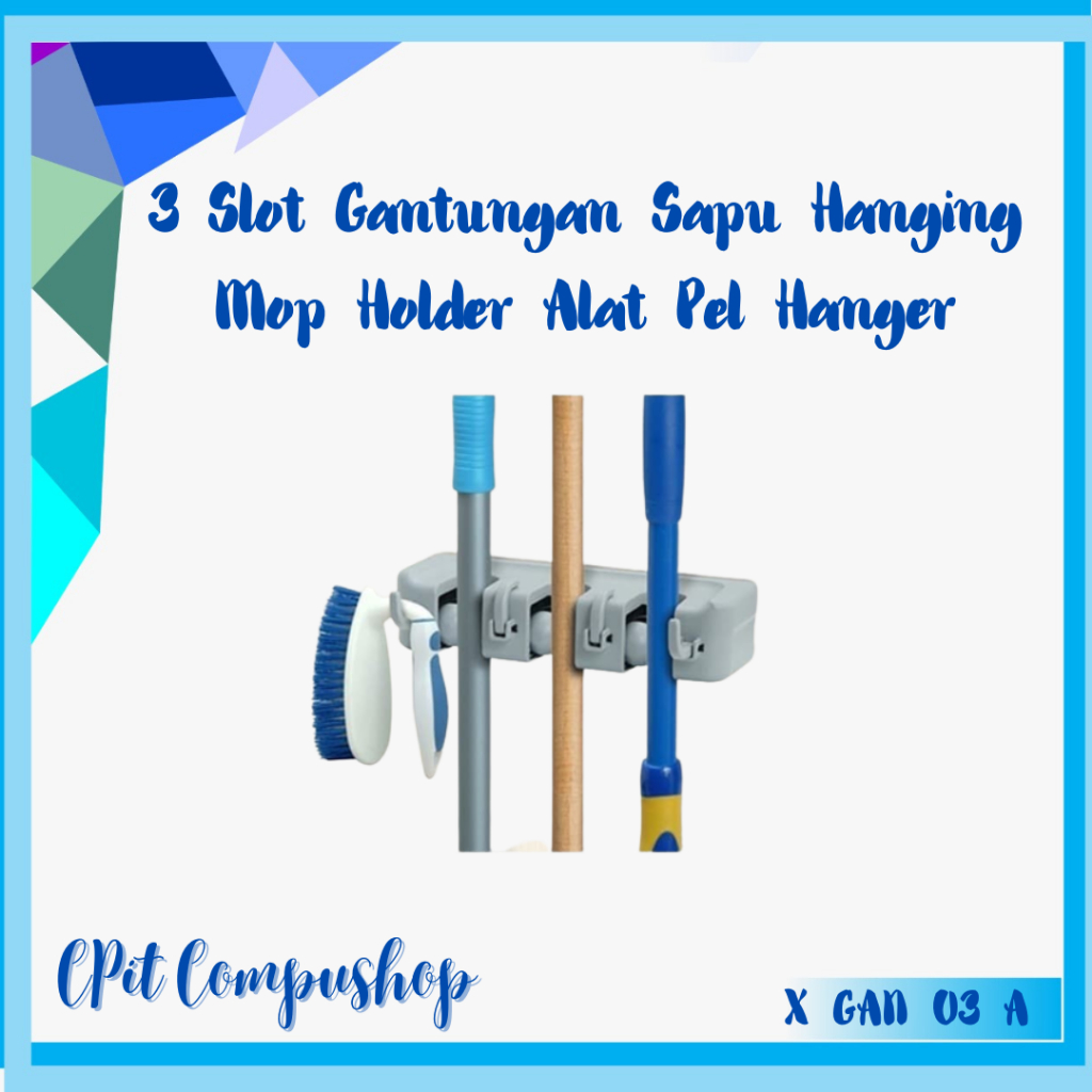 Jual 3 Slot Gantungan Sapu Hanging Mop Holder Alat Pel Hanger/Broom ...