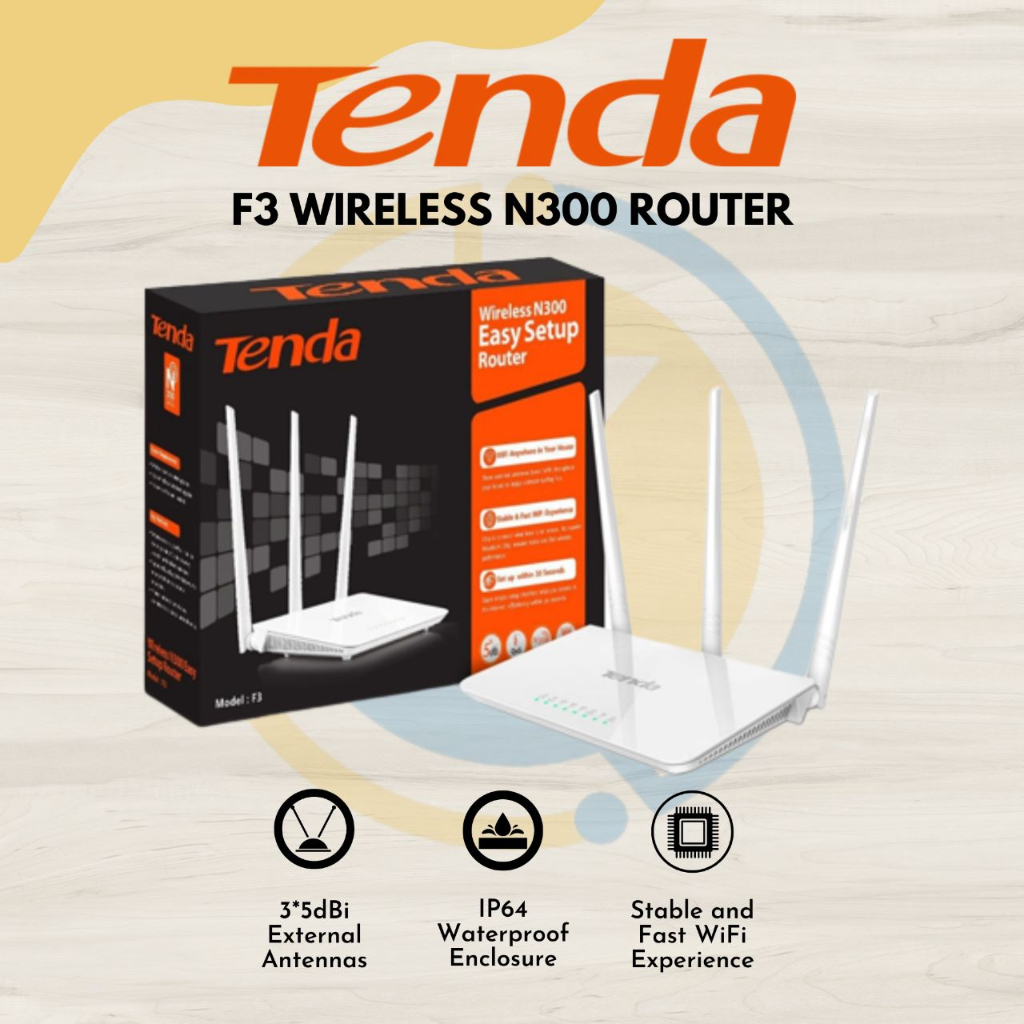 Jual ROUTER TENDA F3 WIRELESS N300 (300MBPS,3 ANTENA, EASY SETUP ...