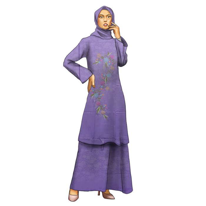 Jual Sircinta Bahan Baju Kurung KPSD | Motif Rangkaian Anggrek bySC ...