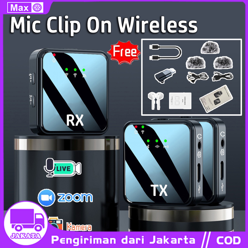 Jual Wireless Microphone Professional Wireless 2 Mikrofon untuk HP DSLR ...