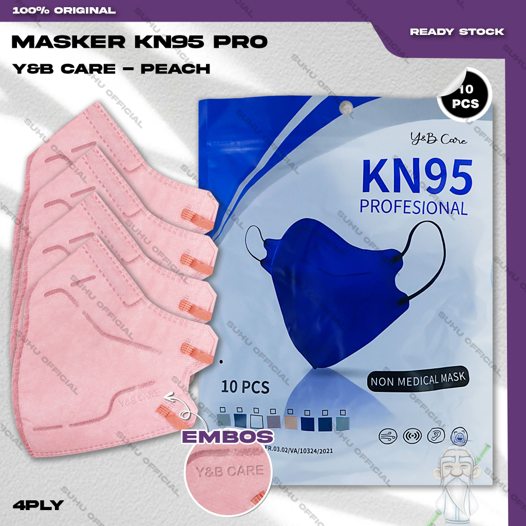 Jual Masker KN95 PRO Y&B CARE 4Ply Isi 10Pcs Peach Soft Pink 95PRO KN ...