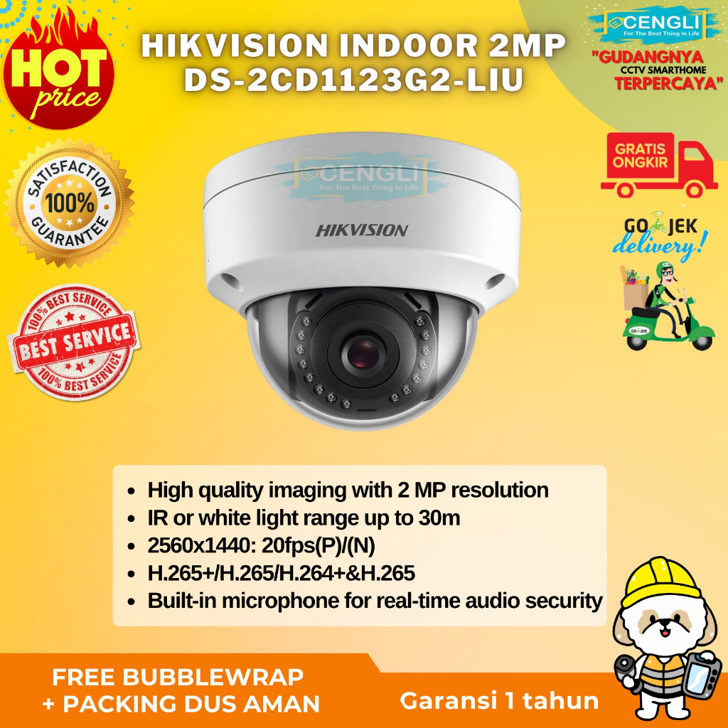 Jual HIKVISION IP CAMERA 2MP DS-2CD1123G2-LIU DOME DUAL LIGHT AUDIO ...