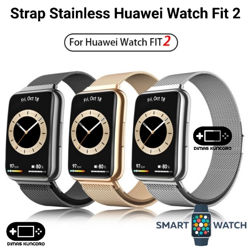 Jual Strap Stainless Huawei Watch Fit 2 tali jam steel milanese loop ...