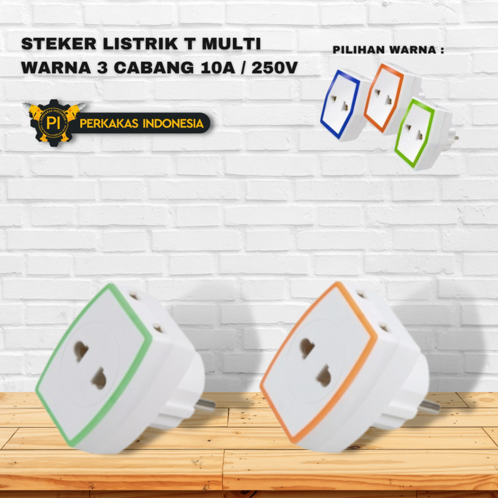 Jual Steker Listrik T Multi Warna Colokan Listrik 3 Cabang Tee Lubang ...