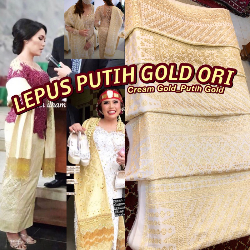 Jual EXCLUSIVE Songket Lepus warna Cream Gebeng ORI/songket tenun asli palembang /ilham songket ...