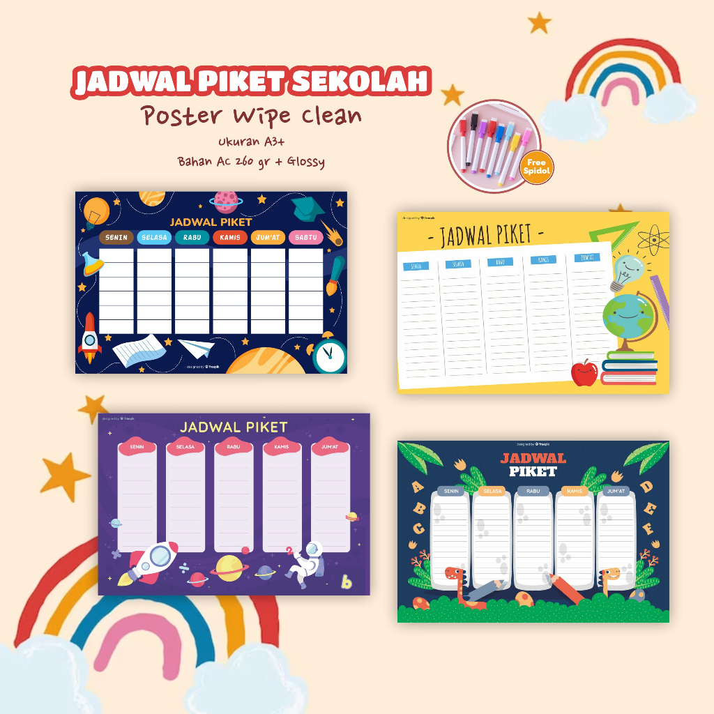 Jual Poster Jadwal Piket Sekolah | Poster Wipe Clean | Free Spidol ...