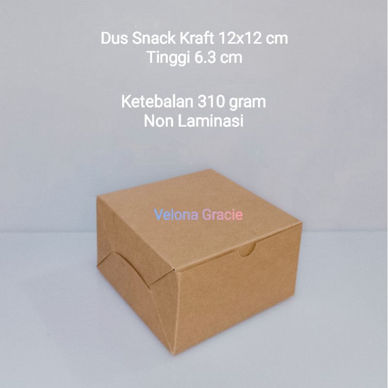 Jual Dus Kraft 12x12 isi 50 pcs Kotak Kue Snack Box Coklat non laminasi ...