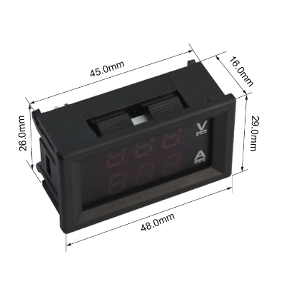 Jual Combo Amperemeter + Voltmeter Digital Lengkap Frame 0-100V 10A Dual Ammeter Volt Meter ...