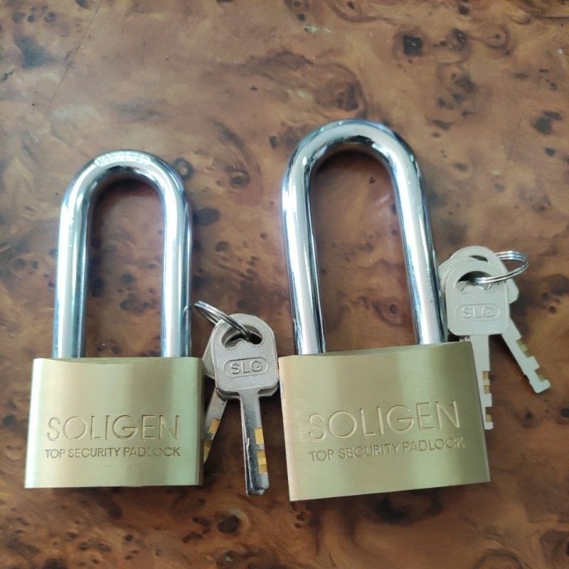 Jual gembok Soligen panjang asli kuningan solid brass padlock ukuran 50 ...