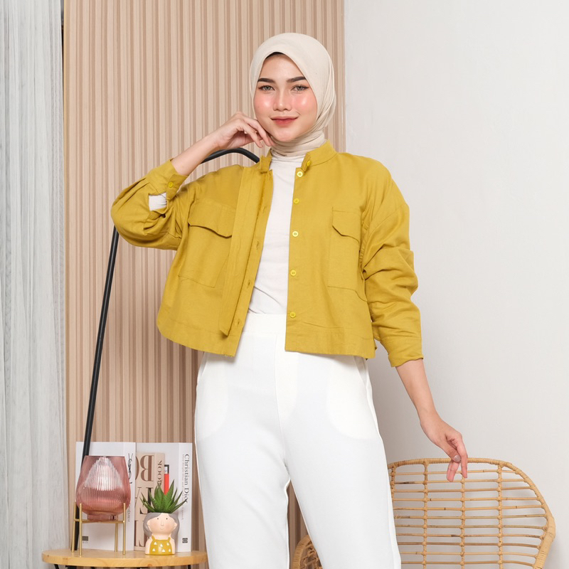 Jual Lyora by newladiessa crop top linen rami / ATASAN WANITA TERMURAH ...