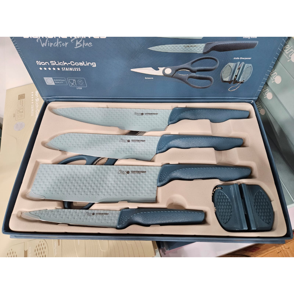 Jual Stein Cookware - Kitchen Knife Set 6pcs | Windsor Blue PISAU SET ...