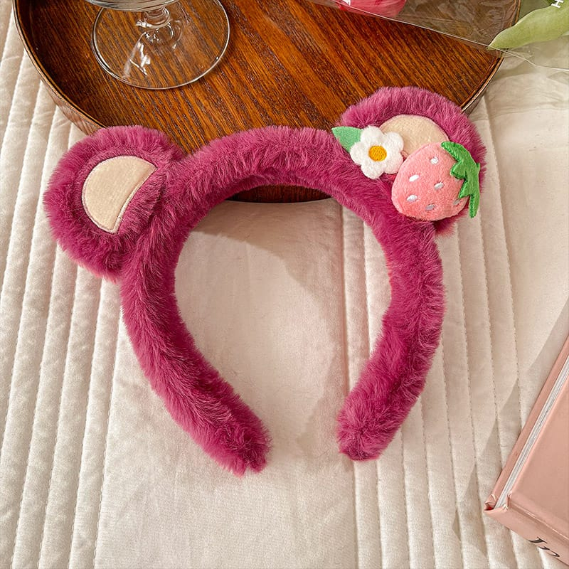Jual Bando Rambut Motif Pita Strawberry Bahan Bulu Aksesoris Fashion ...