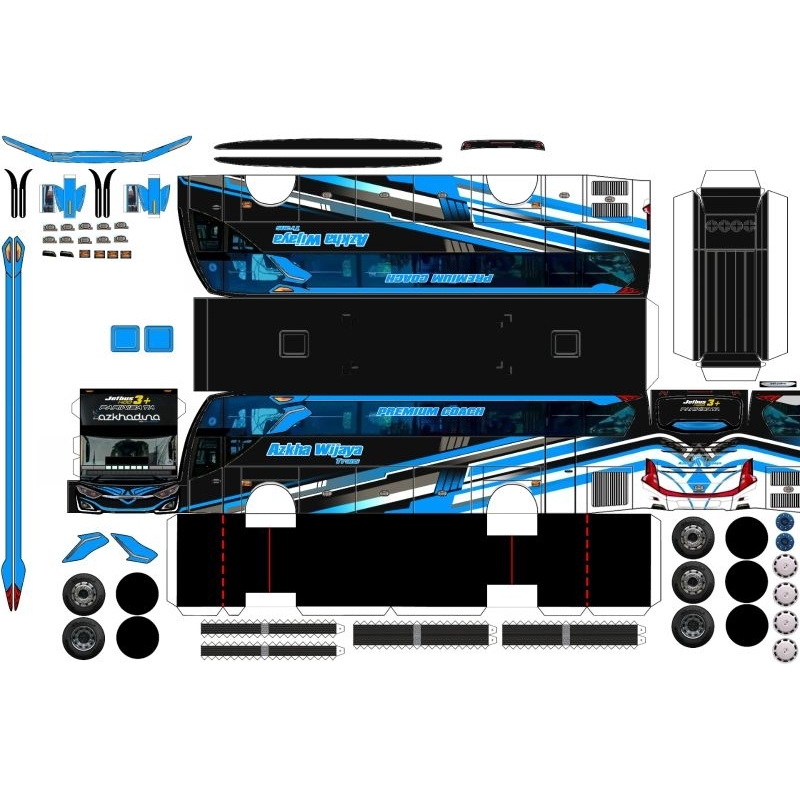 Jual Lembaran Pola Papercraft Bus skala 50 Tuan muda nafit trans putra ...