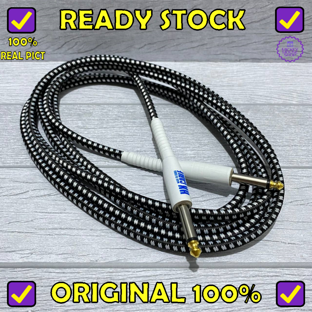 Jual Kabel Jack Gitar Bass 3 Meter Braided Low Noise 6.35mm Mono Lurus ...