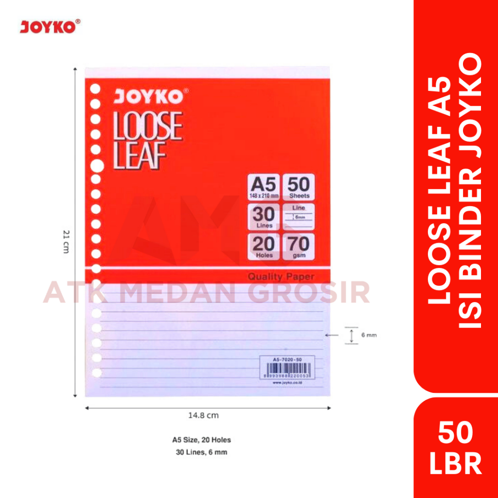 Jual ISI BINDER LOOSE LEAF GARIS JOYKO A5 50 LEMBAR | Shopee Indonesia