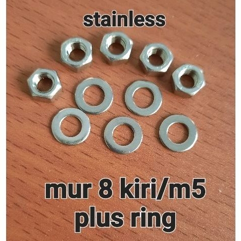 Jual mur 8 /m5 drat kiri plus ring 5 set | Shopee Indonesia