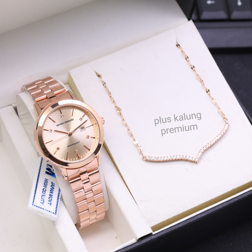 Jual Jam tangan wanita seven minute original M705 plus kalung bundling ...