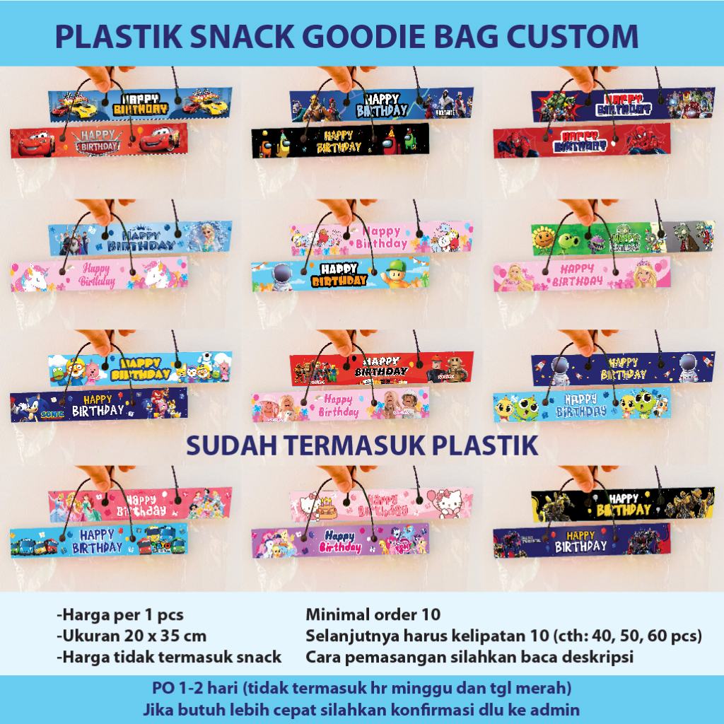 Jual PLASTIK SNACK GOODIE BAG SNACK CUSTOM NAMA ULANG TAHUN NAMA ANAK ...