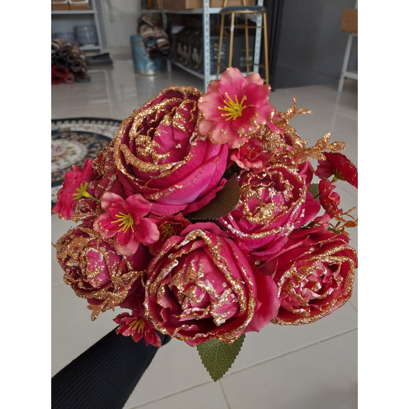 Jual bunga mawar gliter, rose, flower, dekorasi, bucket bunga. | Shopee ...