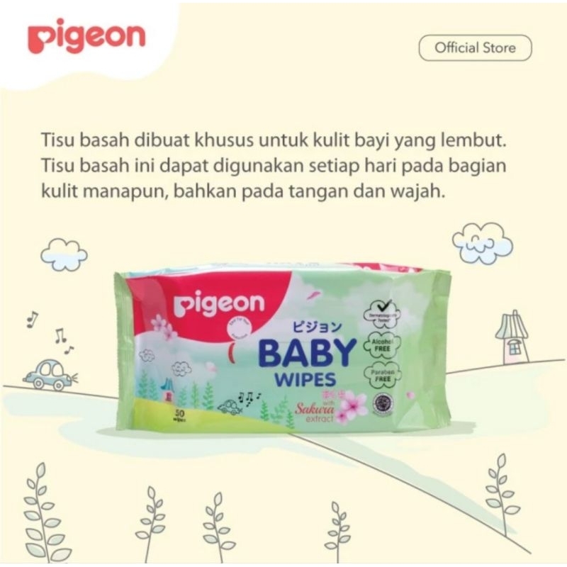 Jual Pigeon baby wipes Sakura 50's. / Tisu basah Pigeon Tissu basah Wet ...