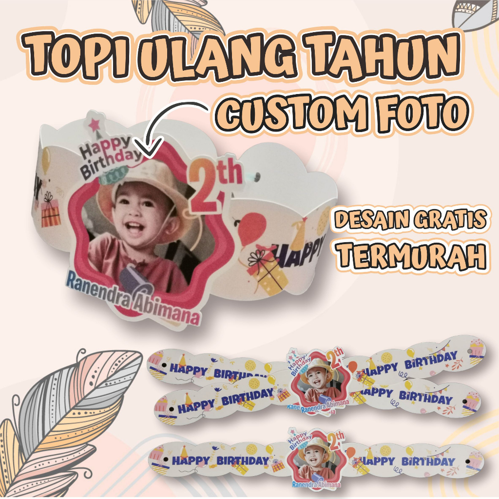 Jual Topi Ulang Tahun Anak Custom Foto / Topi ulang tahun dewasa custom ...