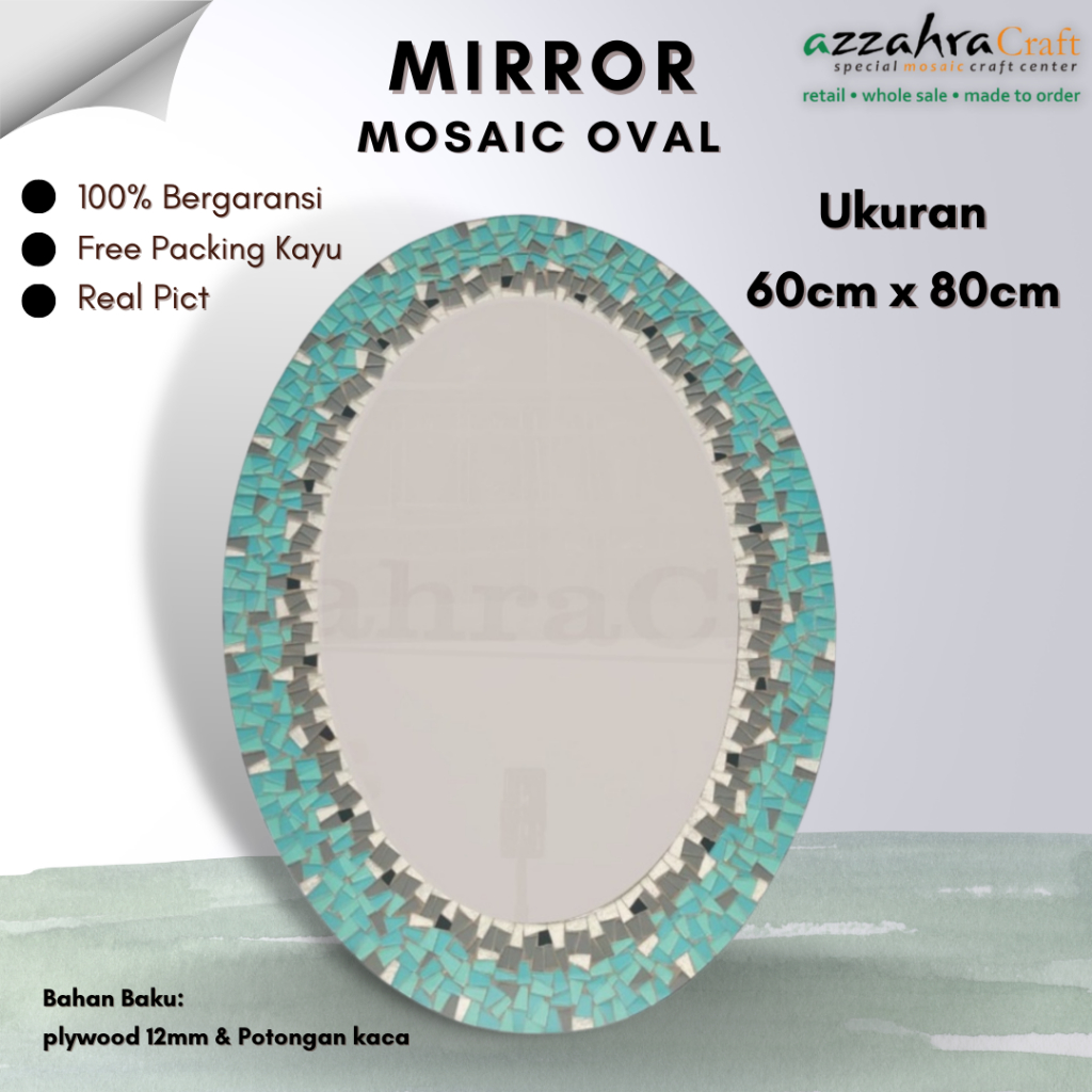 Jual Kaca Cermin Oval Mozaik Rias Make Up Dekorasi Dinding Aesthetic ...
