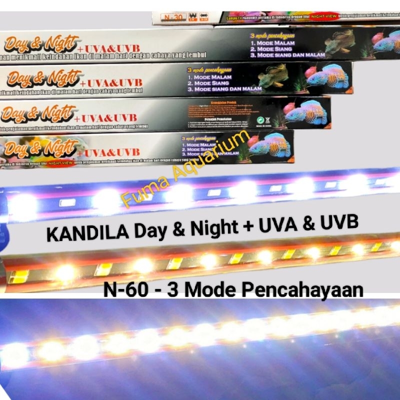 Jual Lampu Celup Aquarium KANDILA DAY & NIGHT + UVA & UVB Warm LED T4 N-Series 3 Mode Ganti ...