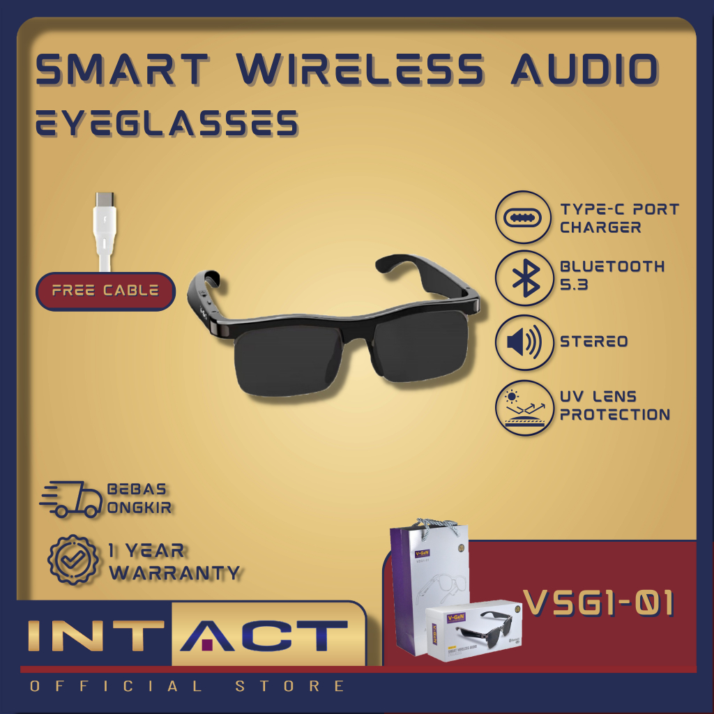 Jual Smart Wireless Audio Eyeglasses V-GeN VSG1-01 Kacamata Pintar ...
