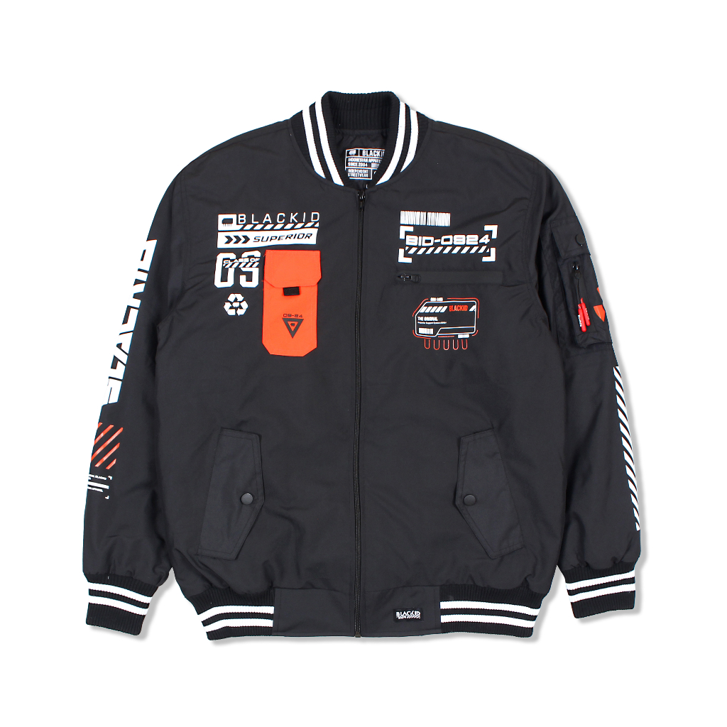 Jual Black ID - Jacket Bomber Pria Hitam | JKT Robx | Shopee Indonesia
