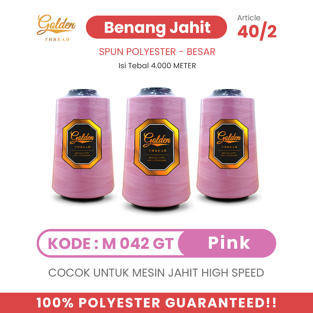 Jual Benang Jahit Besar 40/2 4000 M Spun Polyester - Golden Thread ...
