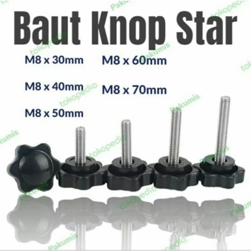 Jual BAUT KNOP STAR M8 BUAT KENOP M8 X 30 40 50 60 70 | Shopee Indonesia