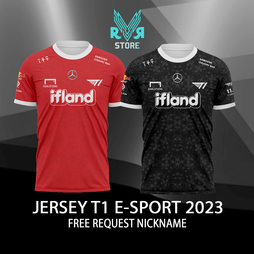 Jual JERSEY Baju Kaos T1 E sports 2023 terbaru ( gratis custom nickname ) | Shopee Indonesia